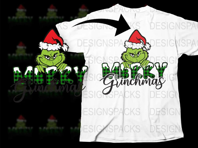 Merry Grinchmas Grinch Santa Holiday Winter Season Christmas Png Digit