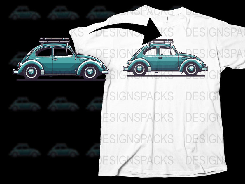 Vintage VW Beetle Graphic Casual Png Digital Download