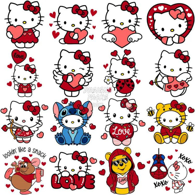 25 Hello kitty valentine Designs Bundle PNG