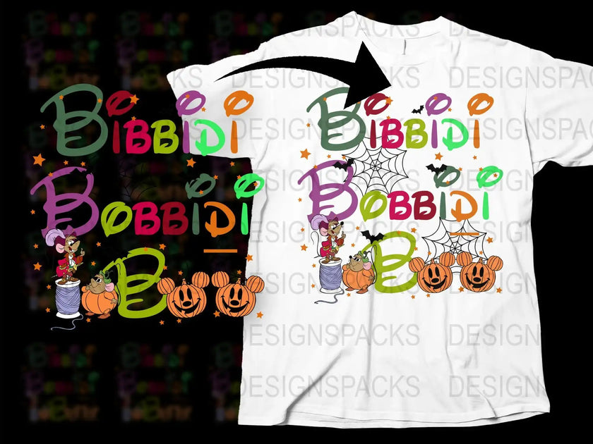 Bibbidi Bobbidi Boo Halloween Disney Jaq Gus Png Digital Download