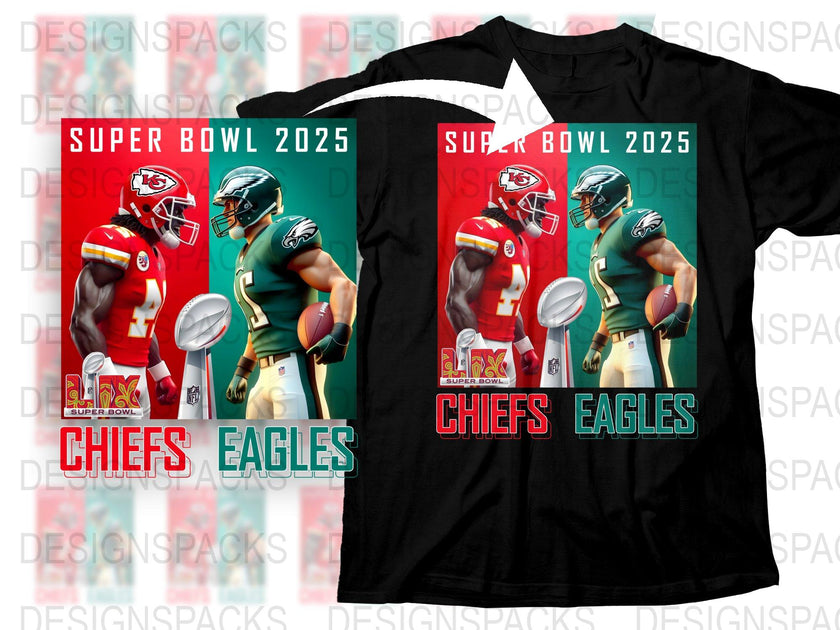 Super Bowl 2025 Chiefs vs Eagles Graphic Png Digital Download