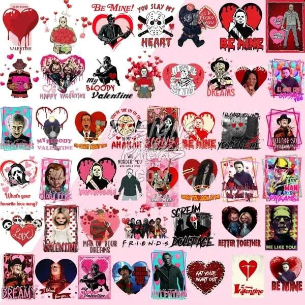 50 Valentine's day Horror Designs Bundle PNG