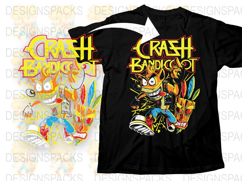 Bold Crash Bandicoot Graphic Style Png Digital Download