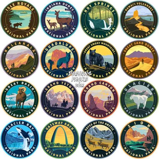 60 USA National Parks Designs Bundle PNG