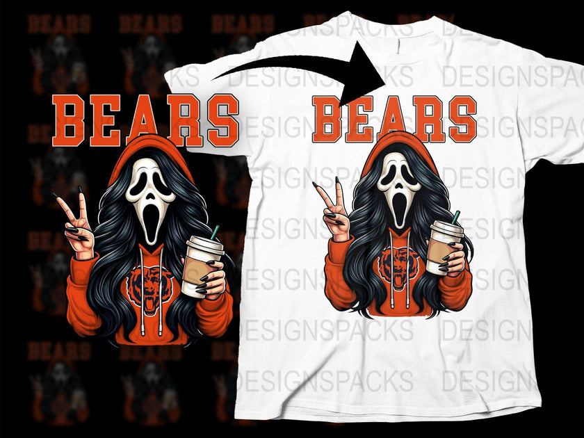 NFL Team GhostFace Scream Girl Bears Png Digital Download