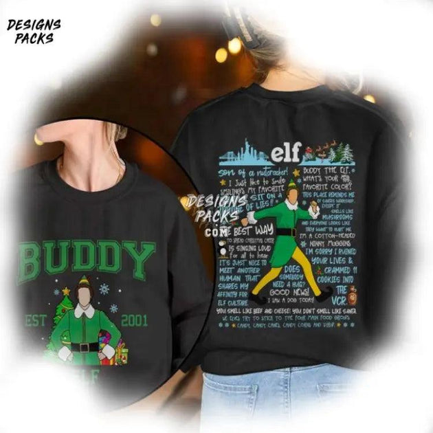 Buddy The Elf Xmas Two-sided Buddy Elf Christmas PNG Design