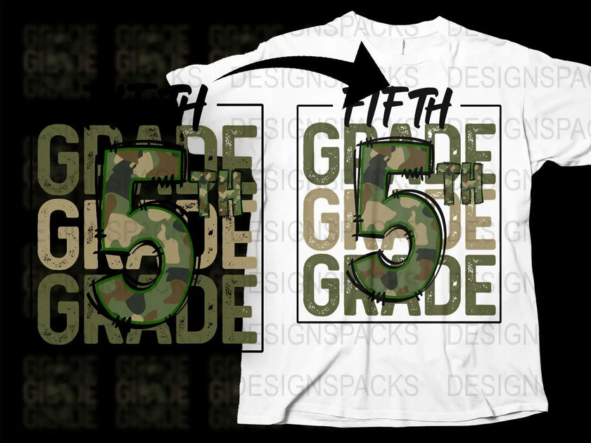 Fifth Grade Camouflage Style 5TH Grade Png Digital Download