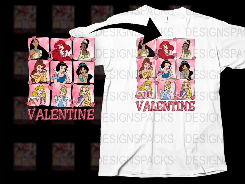 Disney Princess Valentine's Day Collection Png Digital Download