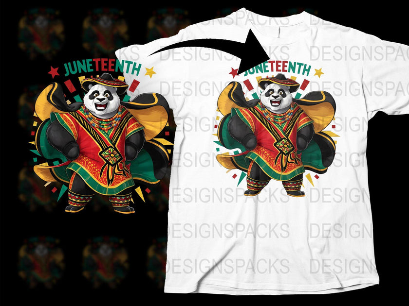 Celebrate Juneteenth with Joyful Panda Png Digital Download