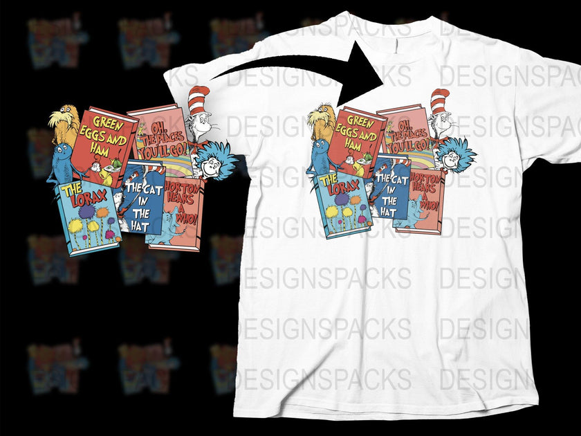 Dr. Seuss Book Covers Graphic Design Png Digital Download