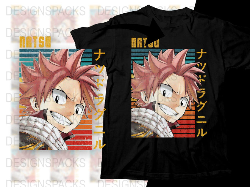 Natsu Dragneel Bold Retro Graphic Design Png Digital Download