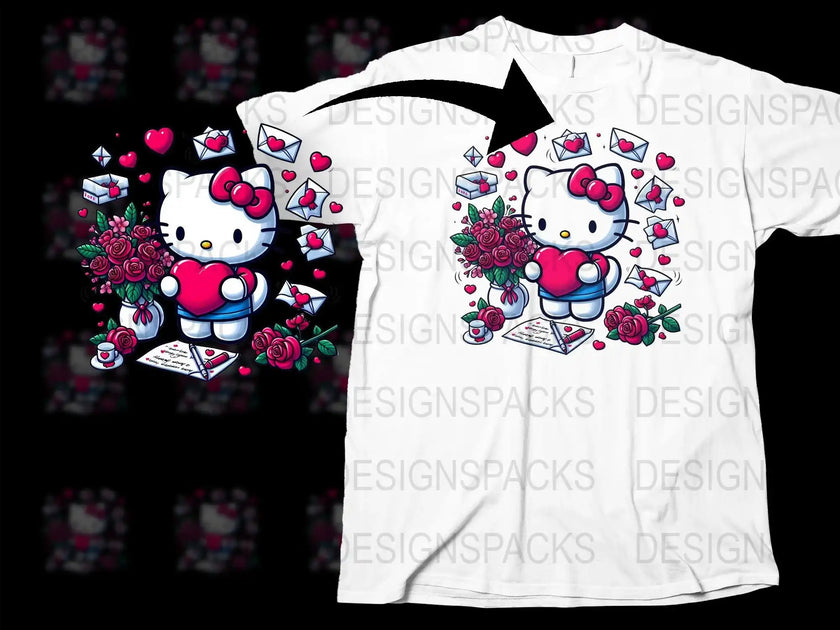 Valentine's Day Romantic Hello Kitty Png Digital Download