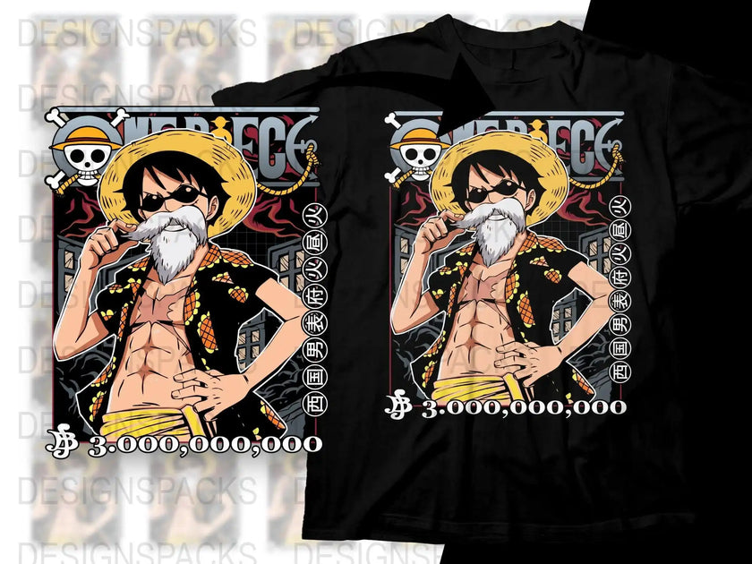 Luffy Anime Character with Summer Cool Beach Style Png Digital Downloa