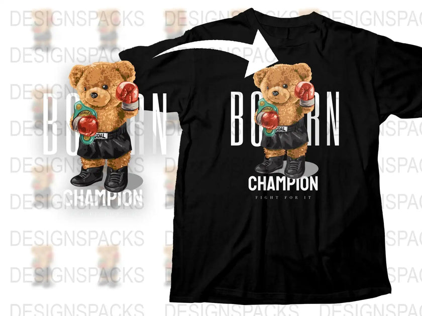 Champion Teddy Bear Boxer World Goal Png Digital Download