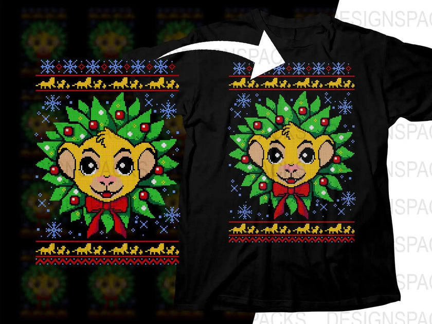 Simba Christmas Pixel Art Holiday Png Digital Download
