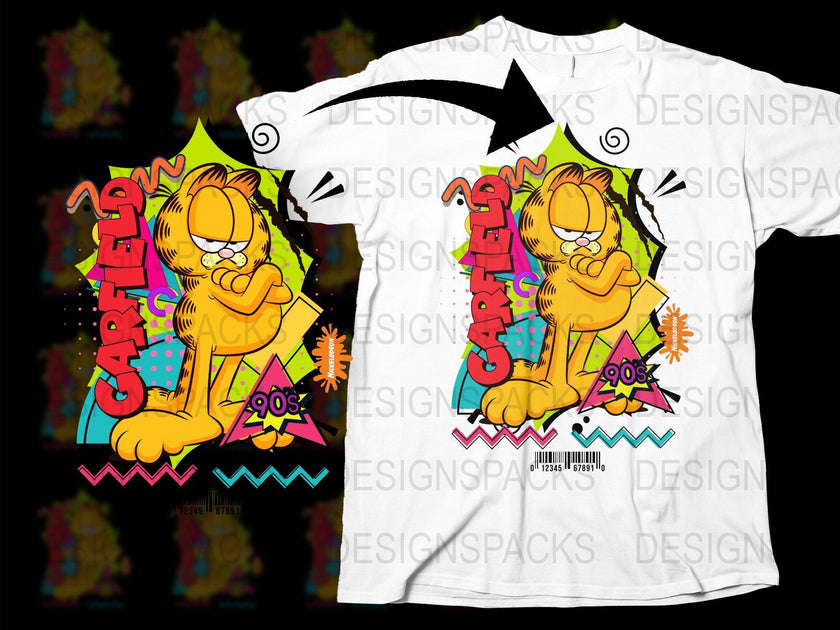 Garfield 90s Retro Art Graphic Print Png Digital Download