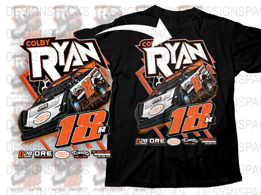 Colby Ryan Racing Car Number 18 Graphic Png Digital Download