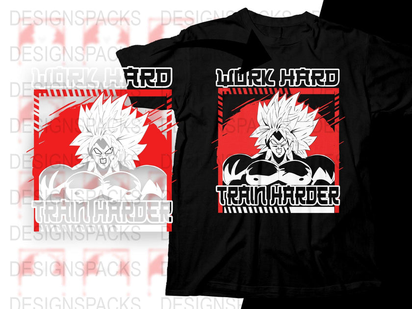 Work Hard Train Harder Anime Character Png Digital Download