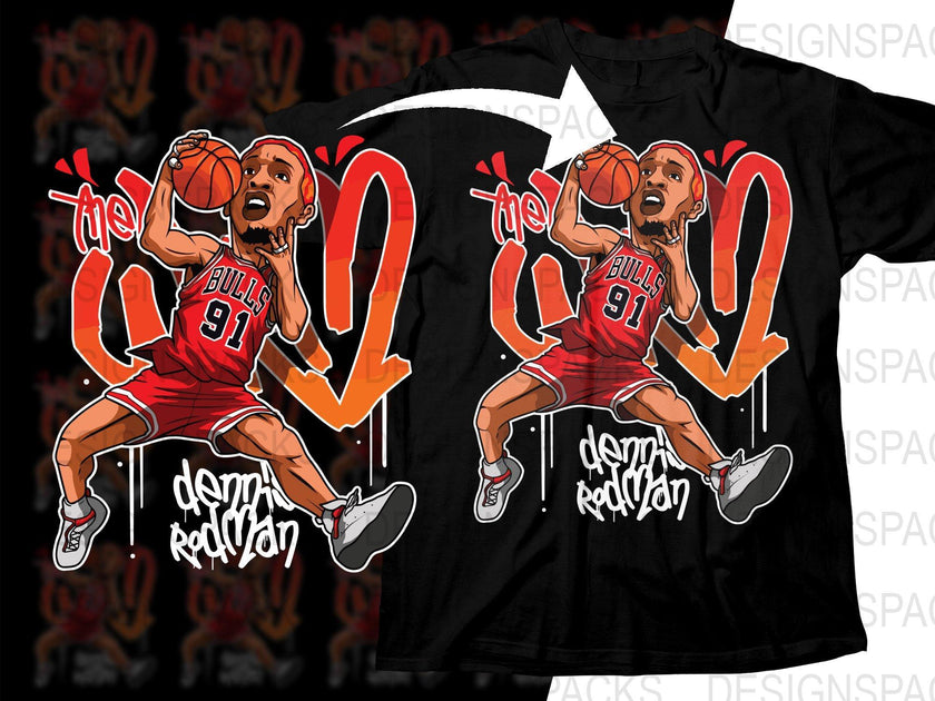 Dennis Rodman Chicago Bulls Dunk Action Cartoon Basketball Legend Png