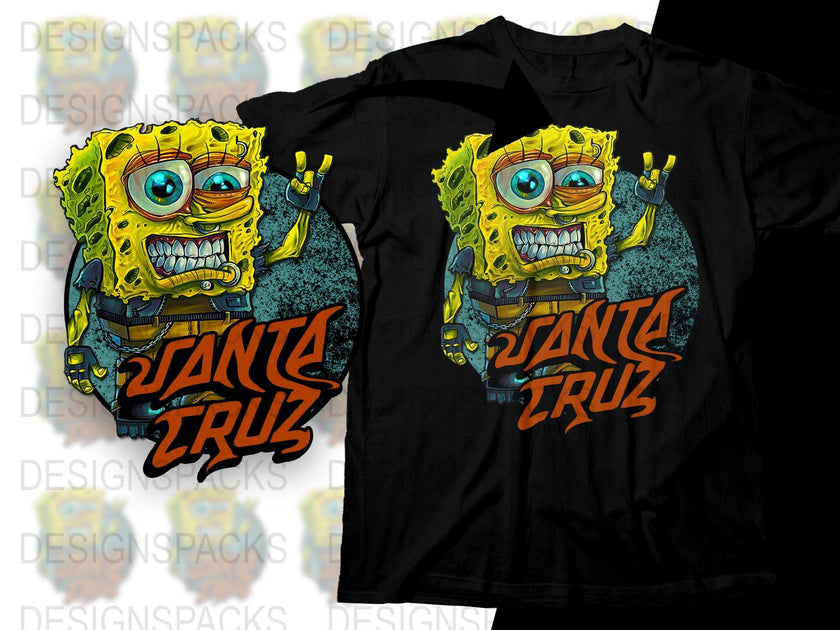 Grunge Style Santa SpongeBob SquarePants Png Digital Download