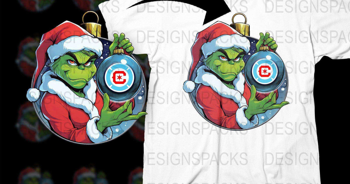Grinch Holding Chicago Fire Logo Christmas Ornament Png Digital Downlo ...