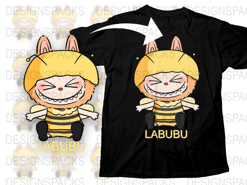 Labubu Labubu Bee In Costume Smiling Sweetly Cool Style Png Digital Do