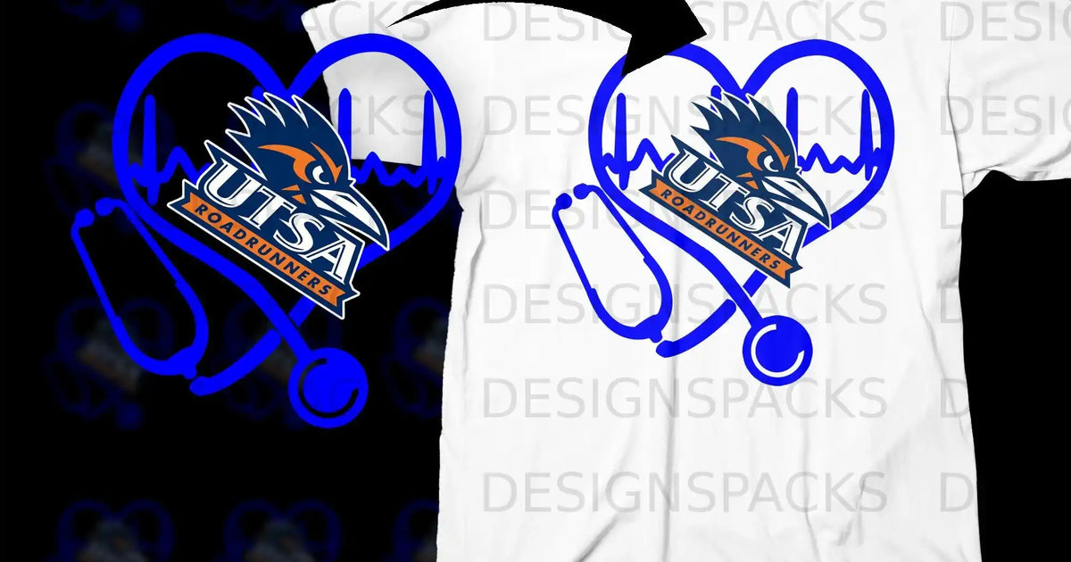 UTSA Roadrunners Heart ECG Stethoscope Png Digital Download - DESIGNSPACKS