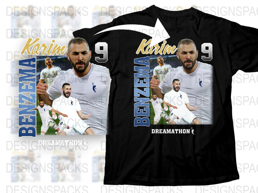 Karim Benzema Number 9 Unique Bootleg Design Png Digital Download