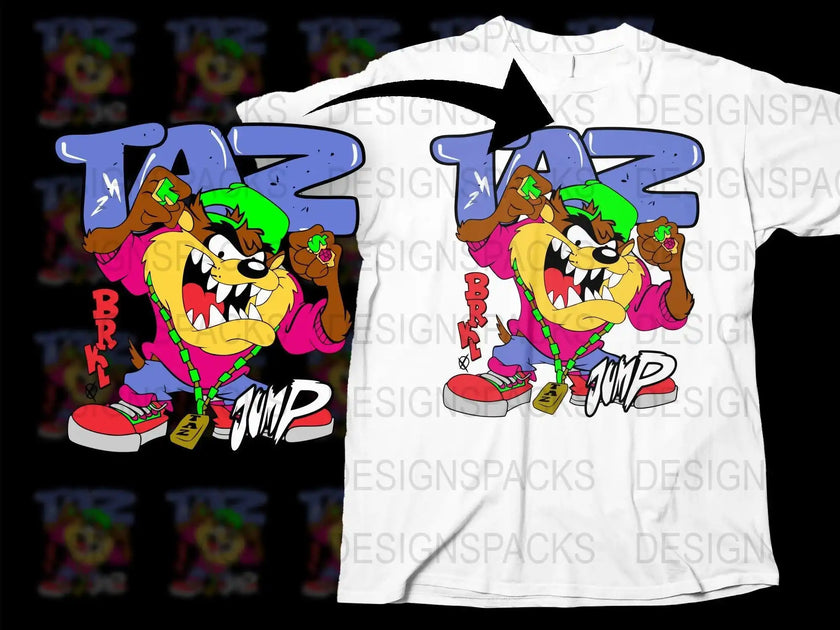 Colorful Cartoon Taz from Looney Tunes Design Png Digital Download
