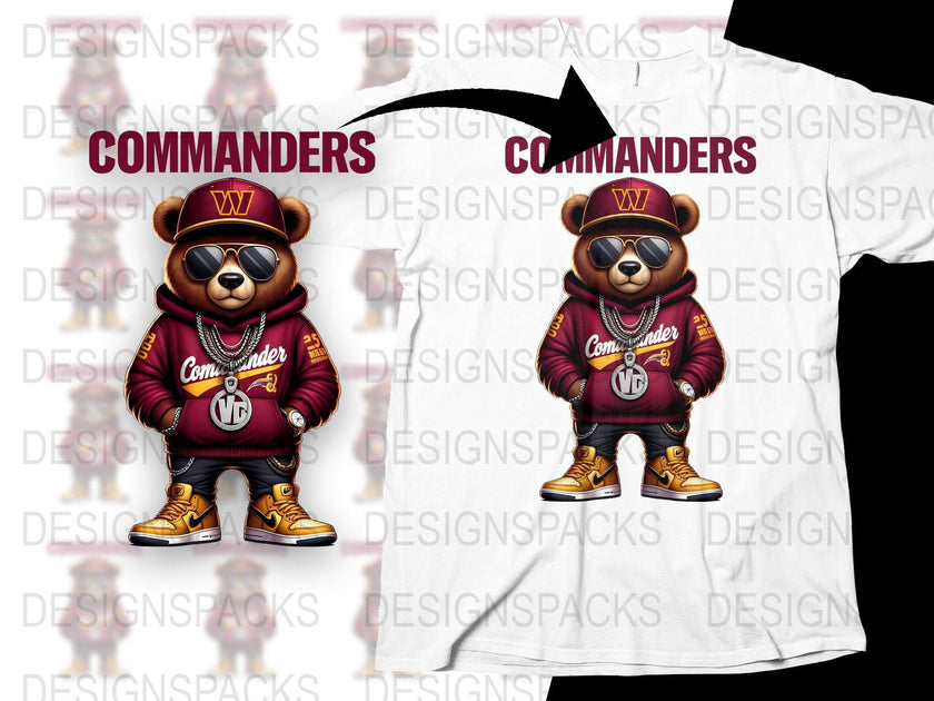 Washington Commanders Football Swag Teddy Bear Png Digital Download