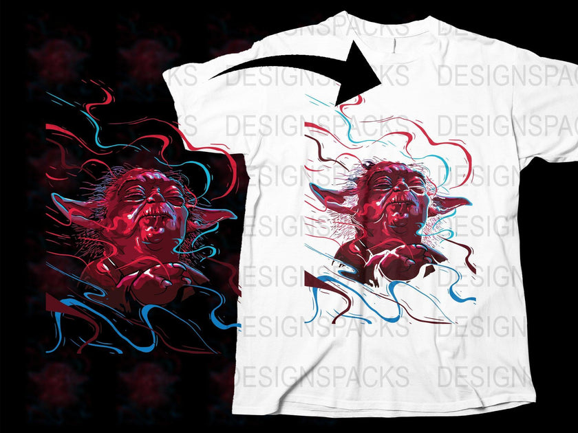 Fantasy Artwork of Yoda with Vibrant Colors Png Digital Download