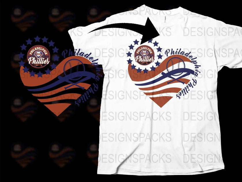 Philadelphia Phillies Heart Design Baseball Png Digital Download