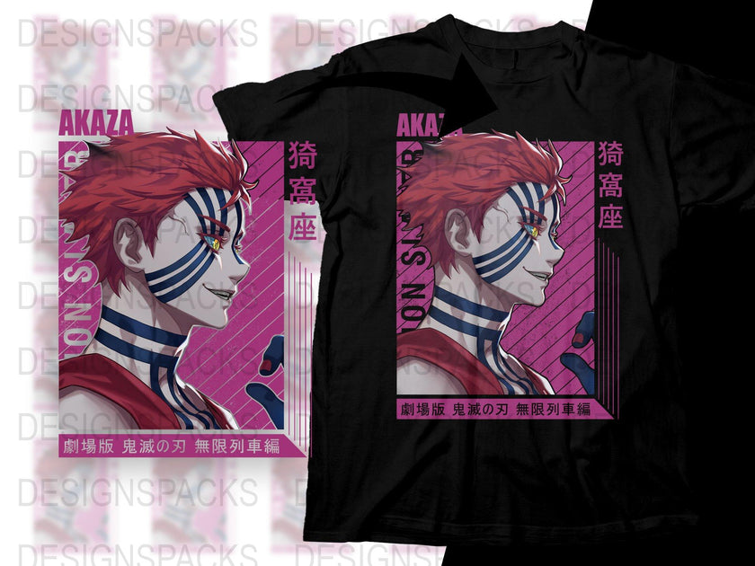 Stylish Akaza Anime Art Design Graphic Png Digital Download