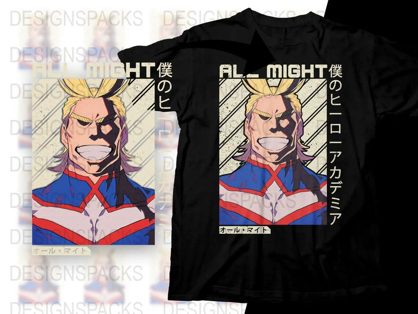 All Might Hero Academia Design Anime Png Digital Download