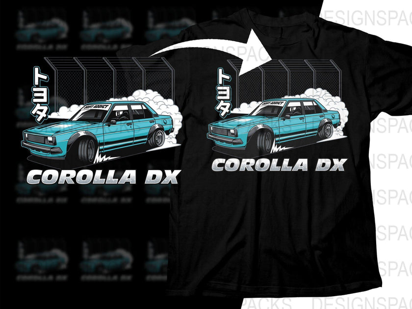 Vintage Style Drift King Corolla DX Png Digital Download