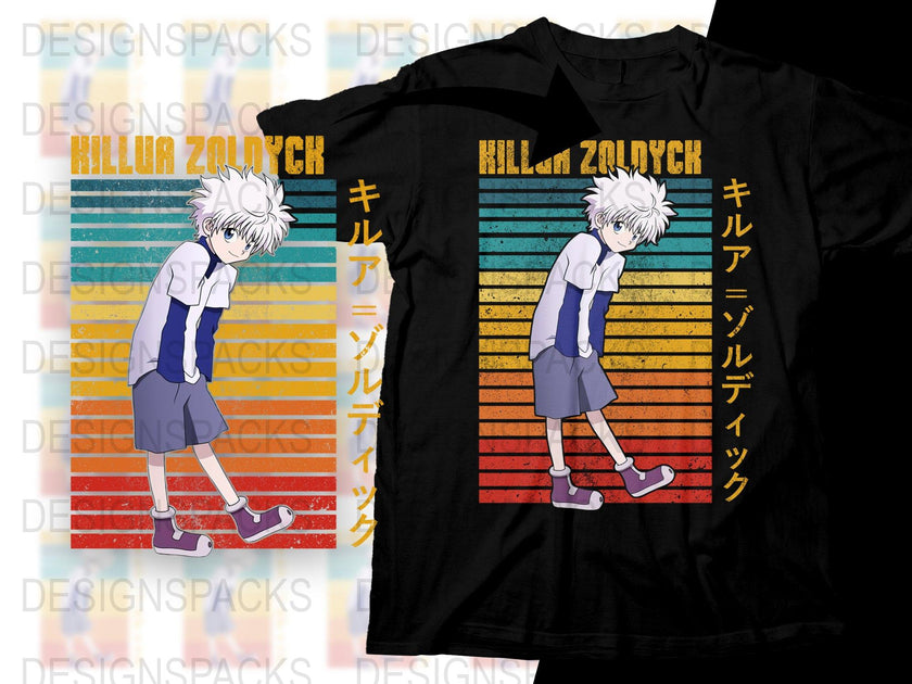 Killua Zoldyck Retro Rainbow Graphic Png Digital Download