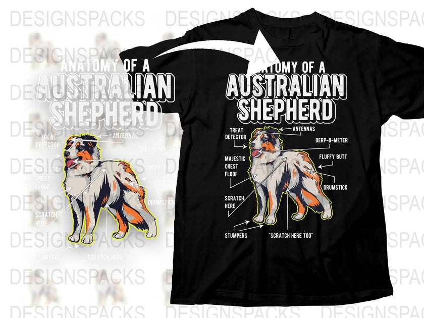 Anatomy Of A Australian Shepherd Png Digital Download