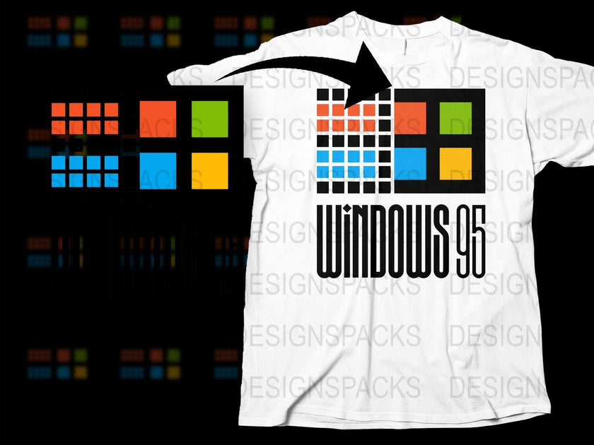 Windows 95 Retro Logo Design Graphic Png Digital Download