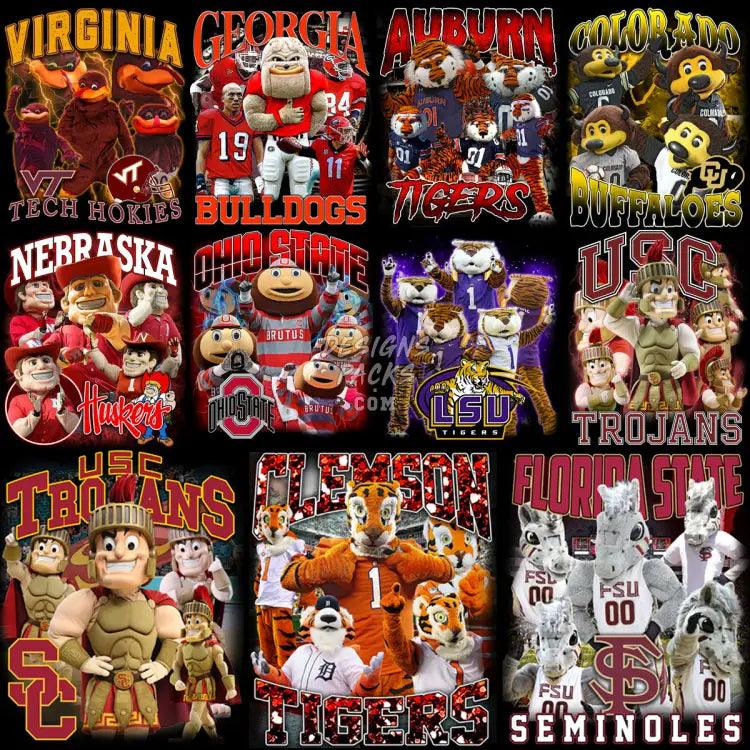 10 Football Bootleg Teams Mascots Designs Bundle PNG