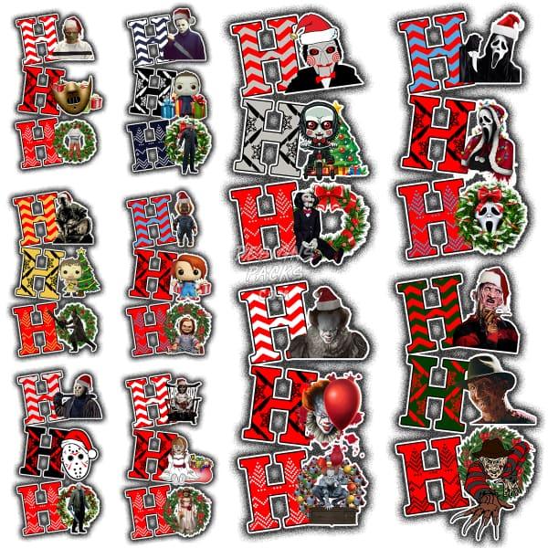 10 HO HO HO Christmas Horror Designs Bundle PNG