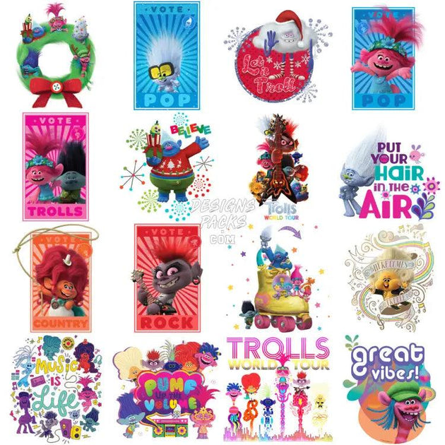 101 Movie Troll Cartoon Designs Bundle PNG