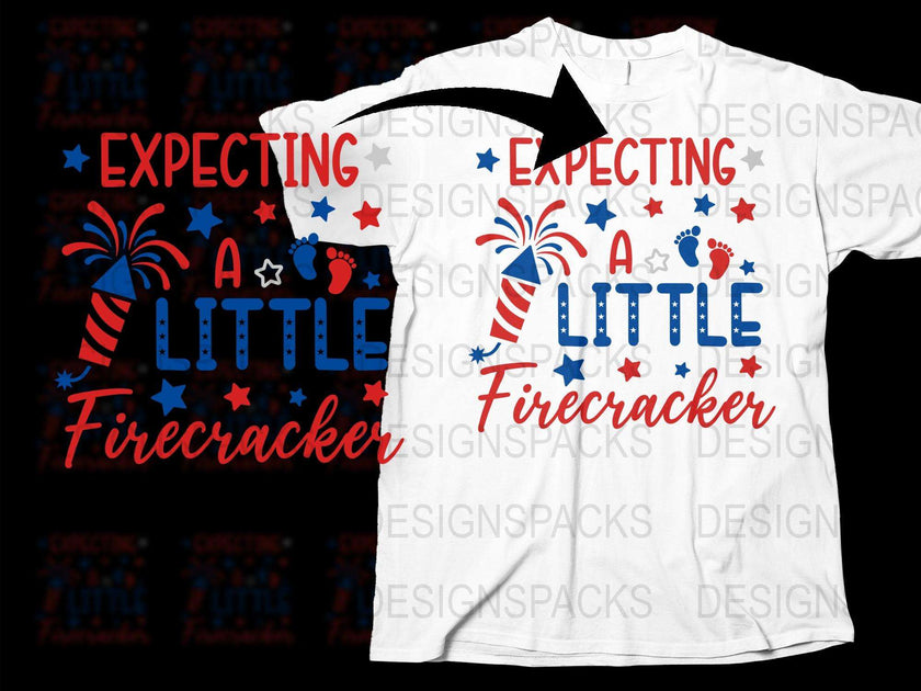 Expecting a Little Firecracker Patriotic 4th July Png Digital Download