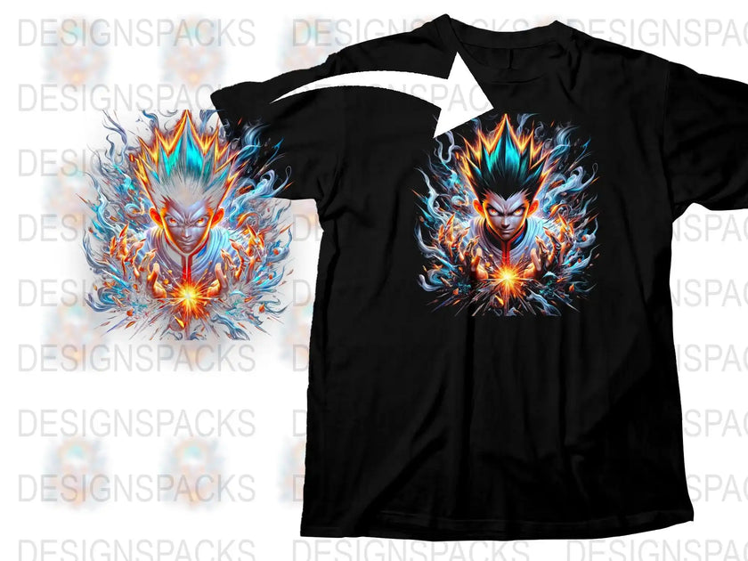 Gon Freecss with Aura Of Power Anime Halftone Png Digital Download