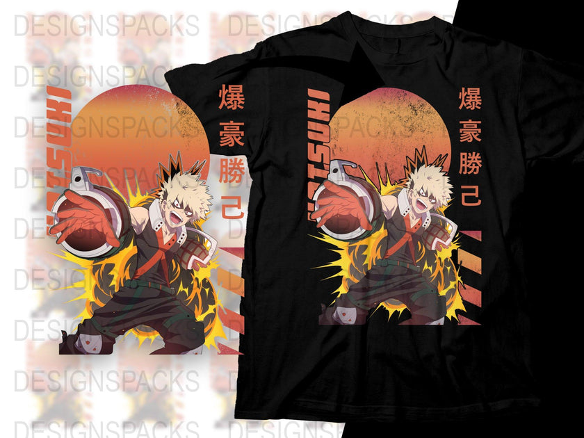 Katsuki Bakugou Action Graphic Anime Styled Png Digital Download