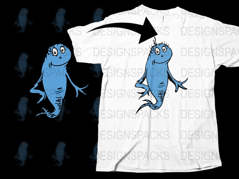 Unique Blue Humming Fish Design Graphic Png Digital Download