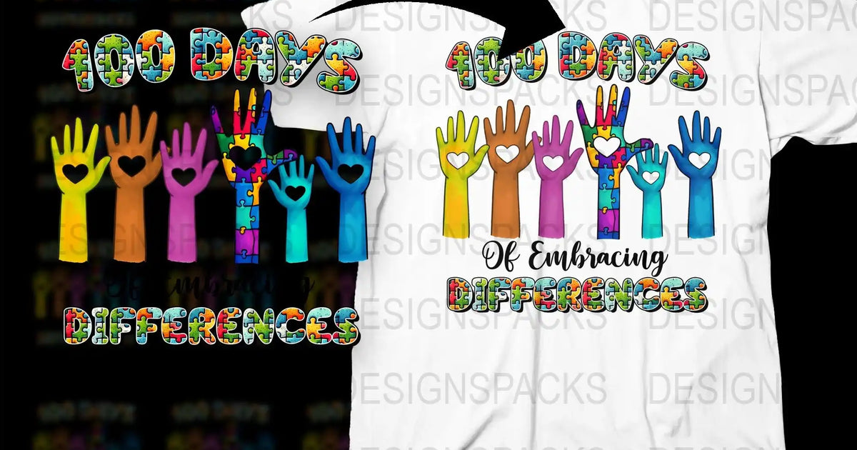 100 Days Of Embracing Differences Heart Hands Png Digital Download ...