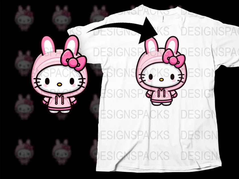 Cute Hello Kitty Bunny Ears Hoodie Easter Png Digital Download