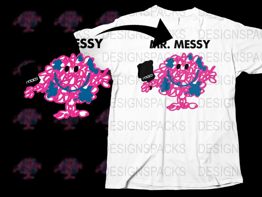 Mr. Messy Character Graphic Fun Pink Png Digital Download