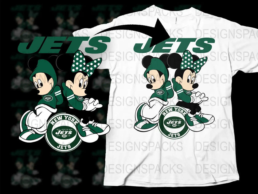 Cartoon Couple Mickey Mouse Football New York Jets Png Digital Downloa
