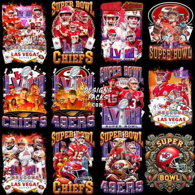 15 SuperBowl 2024 Las Vegas Football Chiefs vs 49ers Designs Bundle PN